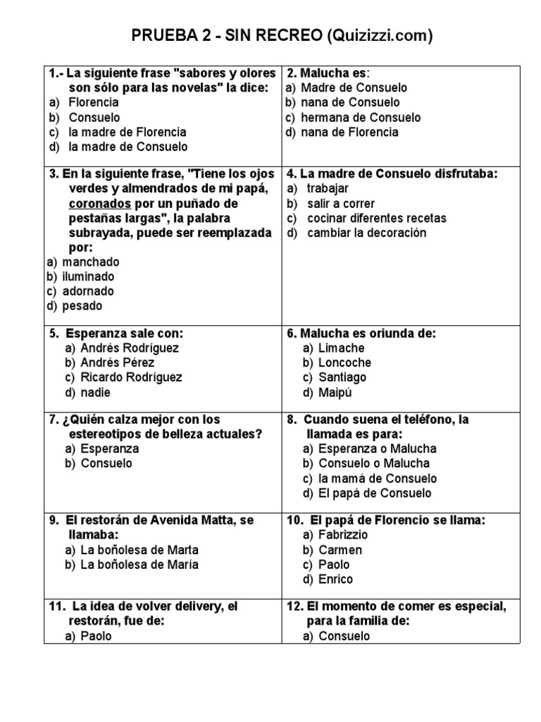 Prueba 2 Sin Recreo | PDF