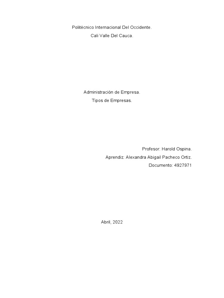 Tioos de Administracion. ALEXANDRA ABIGAIL PACHECO ORTIZ | PDF ...