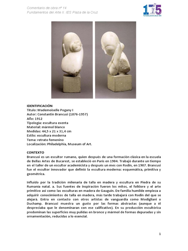 Mademoiselle Pogany I | PDF | Escultura | Estética