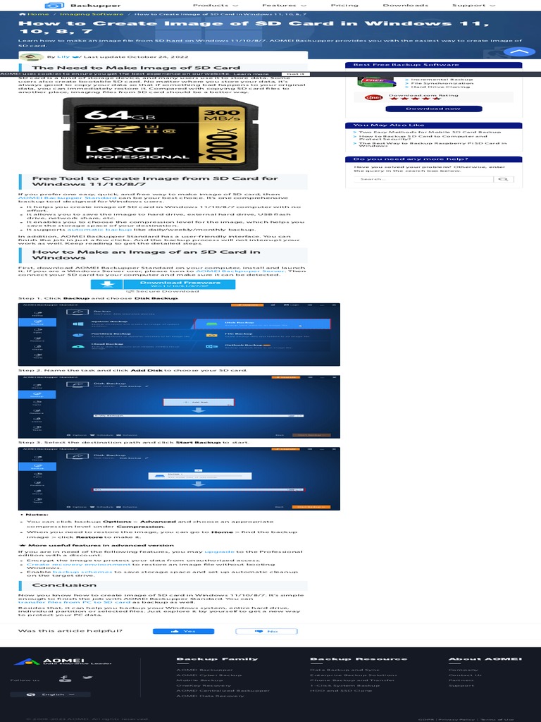 How To Create Image of SD Card in Windows 11, 10, 8, 7 | PDF