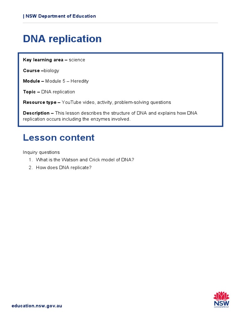 Biology Module5 Dna Replication s6 | PDF | Dna | Dna Replication