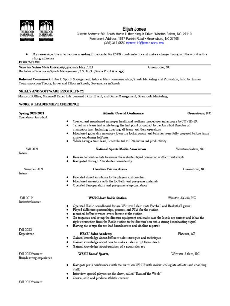 Elijah Jones Resume 1 | PDF