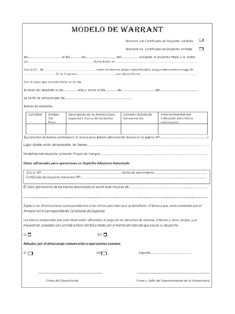 Modelo Warrant | PDF
