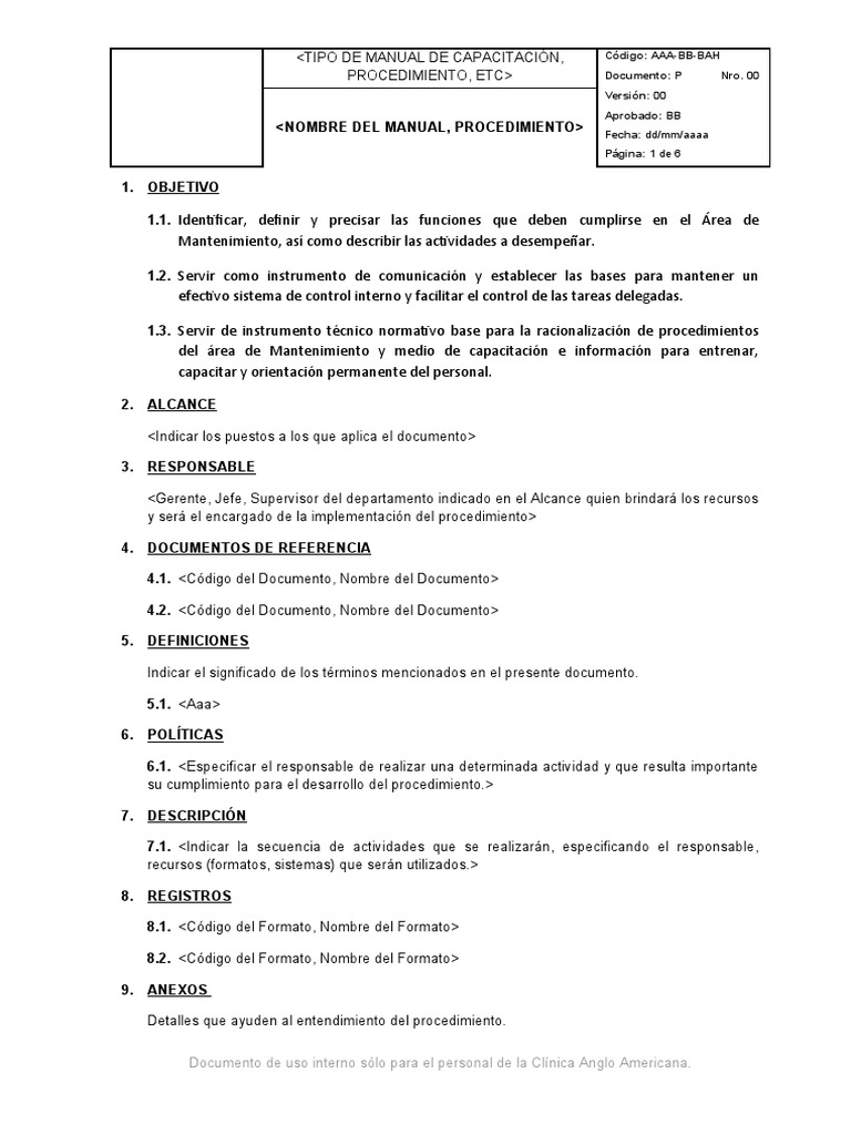 Modelo de Mof | PDF | Hospital | Contabilidad