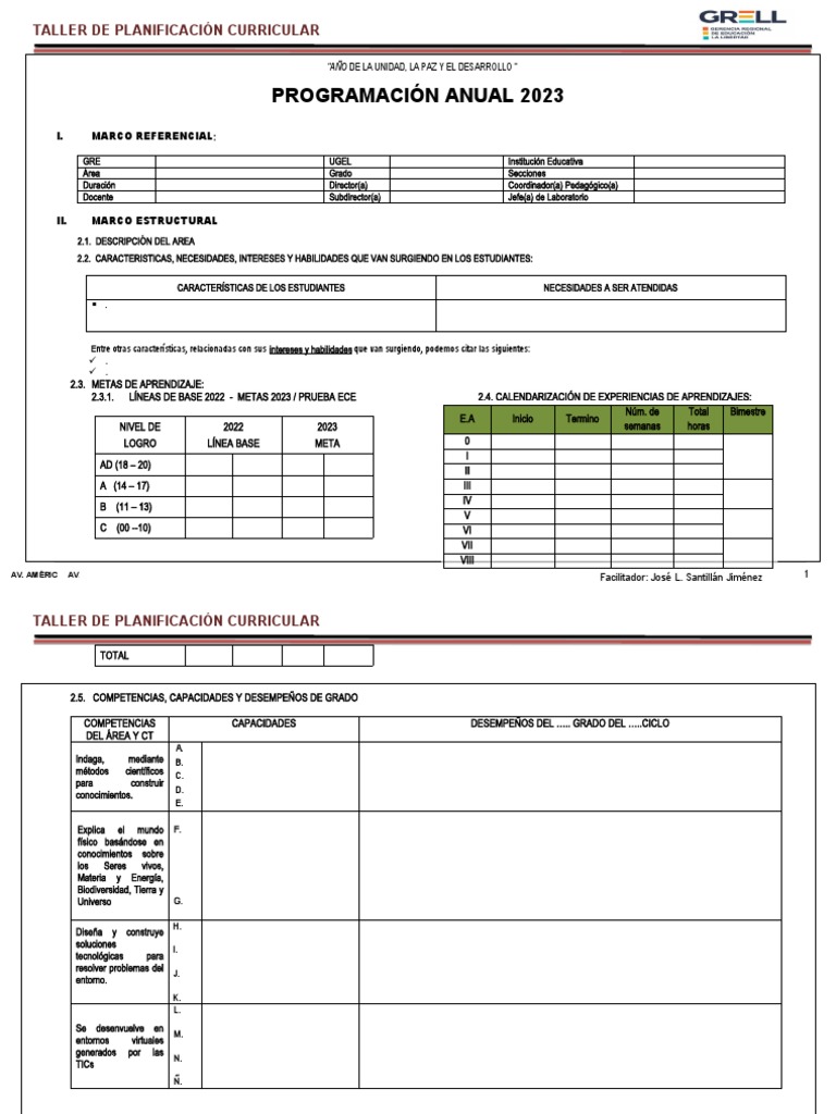 Programacion Anual - Cyt - 2023 - Primer Grado | PDF | Evaluación | Enseñando