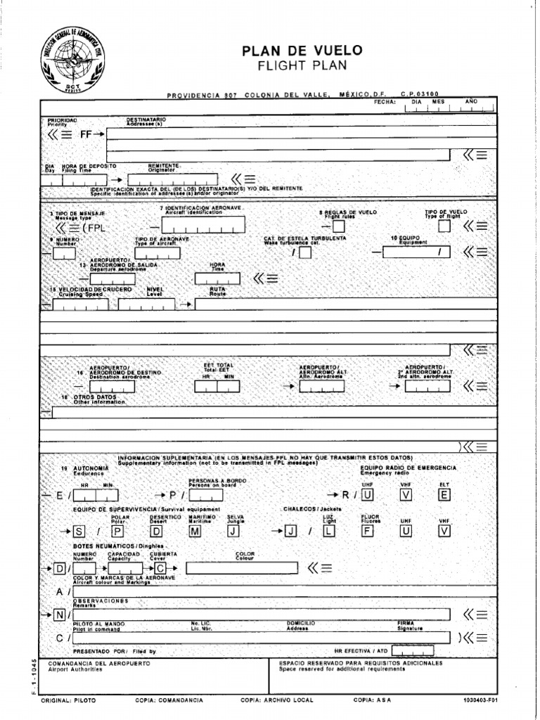 Hoja de Plan de Vuelo | PDF