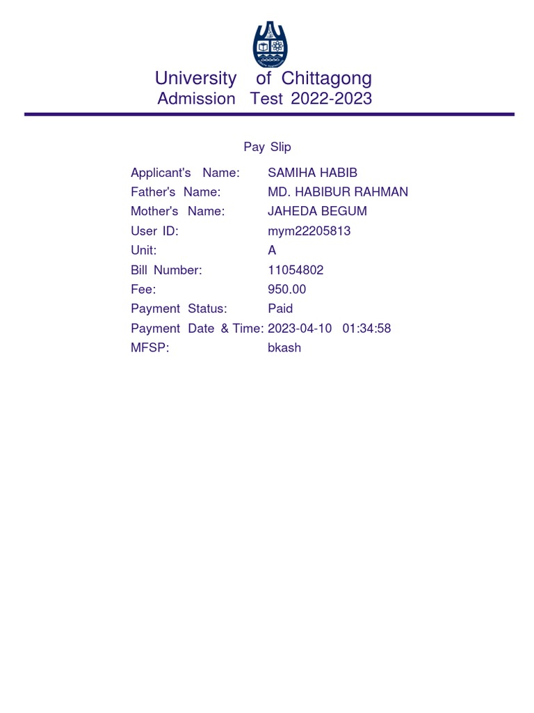 Cu Payment Slip | PDF