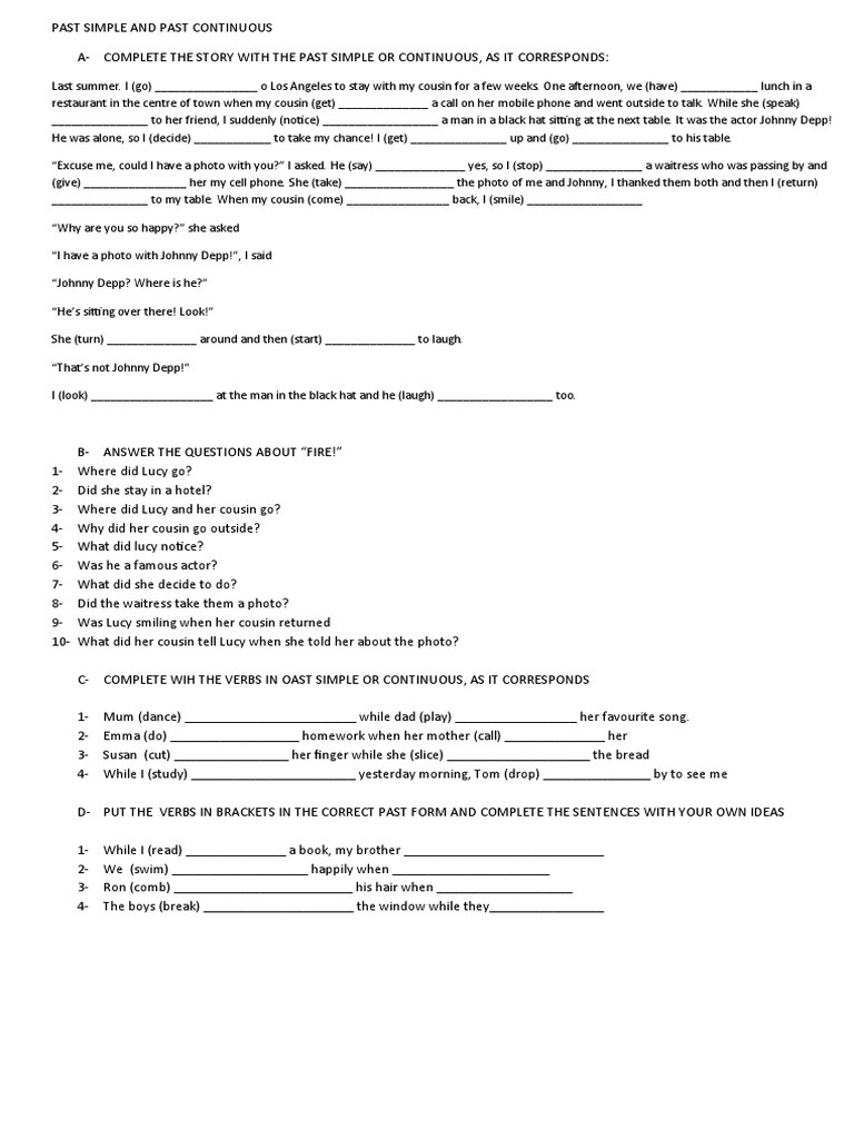 Past Simple and Past Continuous 1 | PDF