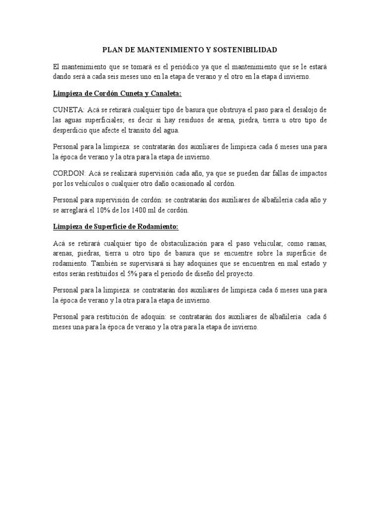 Plan de Mantenimiento | PDF