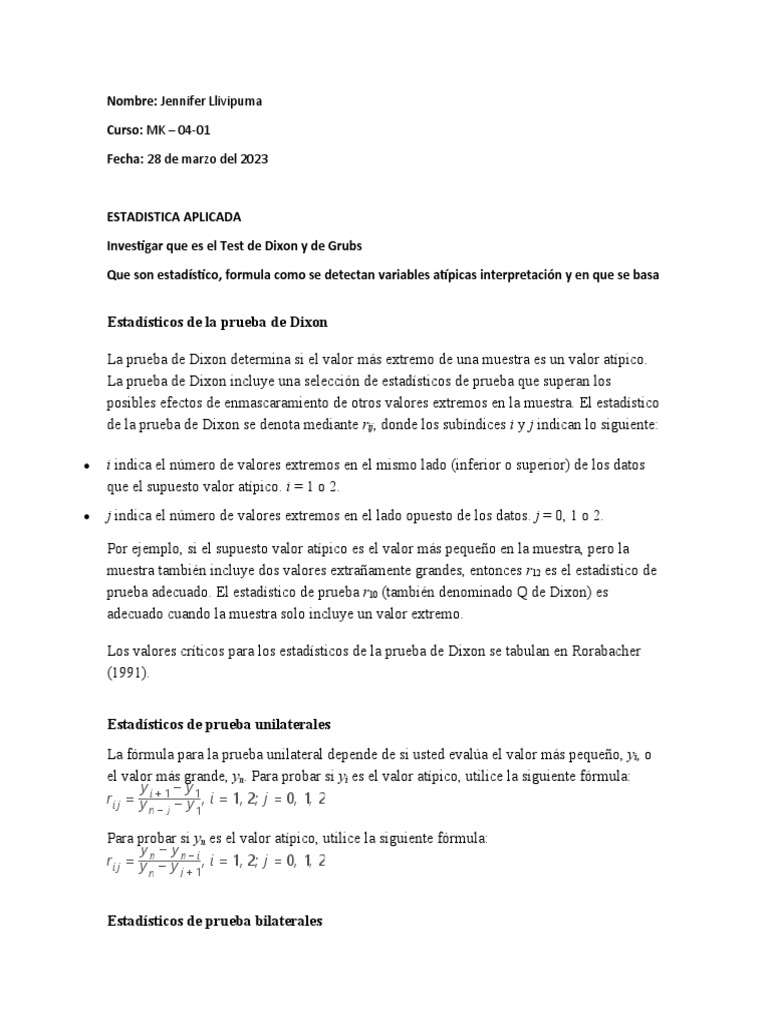 Test Dixon Grubs | PDF | Estadísticas | Media