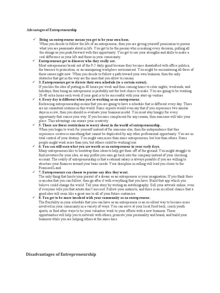 The Pros and Cons of Entrepreneurship: An Analysis of the Key ...