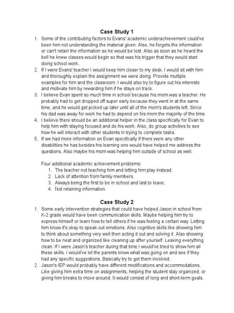 Case Study 1 2 | PDF | Nonverbal Communication | Teachers
