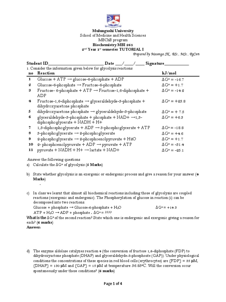 Tutorial 1 Qs | PDF | Glycolysis | Adenosine Triphosphate Tutorial 1 Qs | PDF | Glycolysis | Adenosine Triphosphate