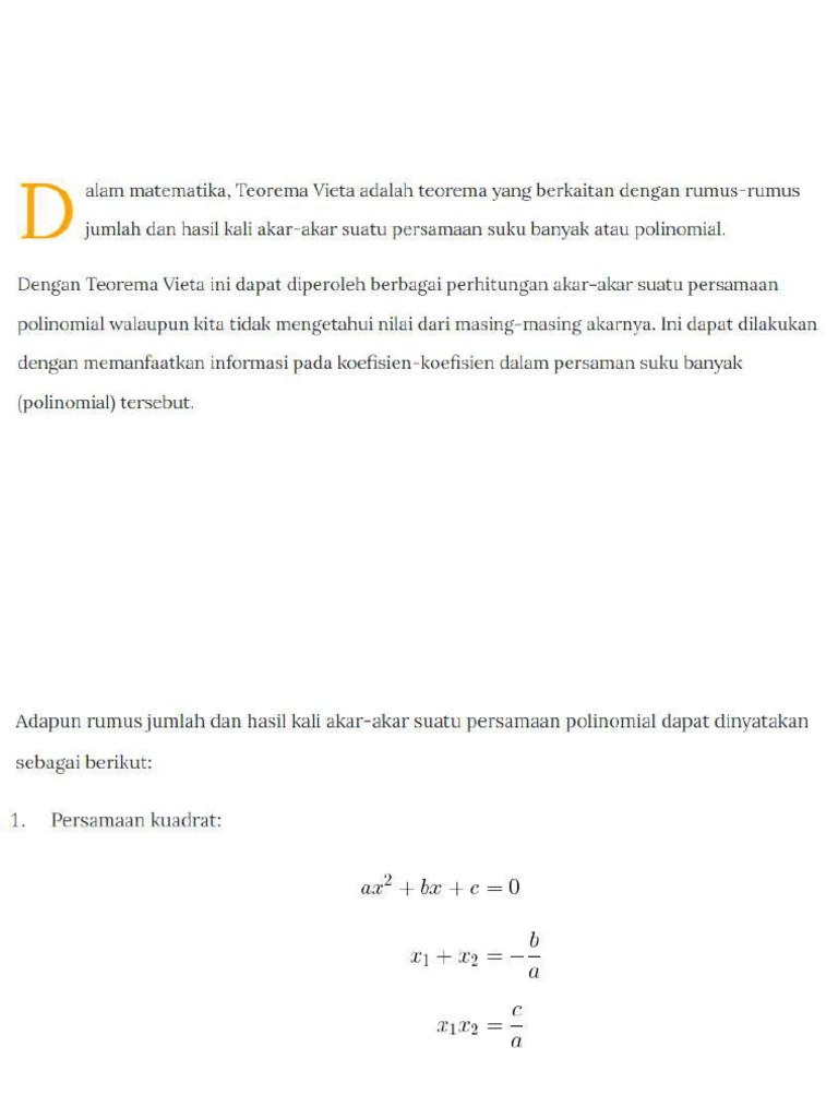 Teorema Vieta | PDF