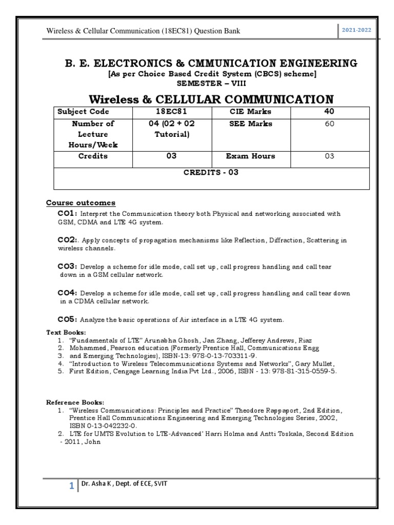 Question Bank 2021 - 22 - WCC - 8th - SEM | PDF | Orthogonal Frequency ...