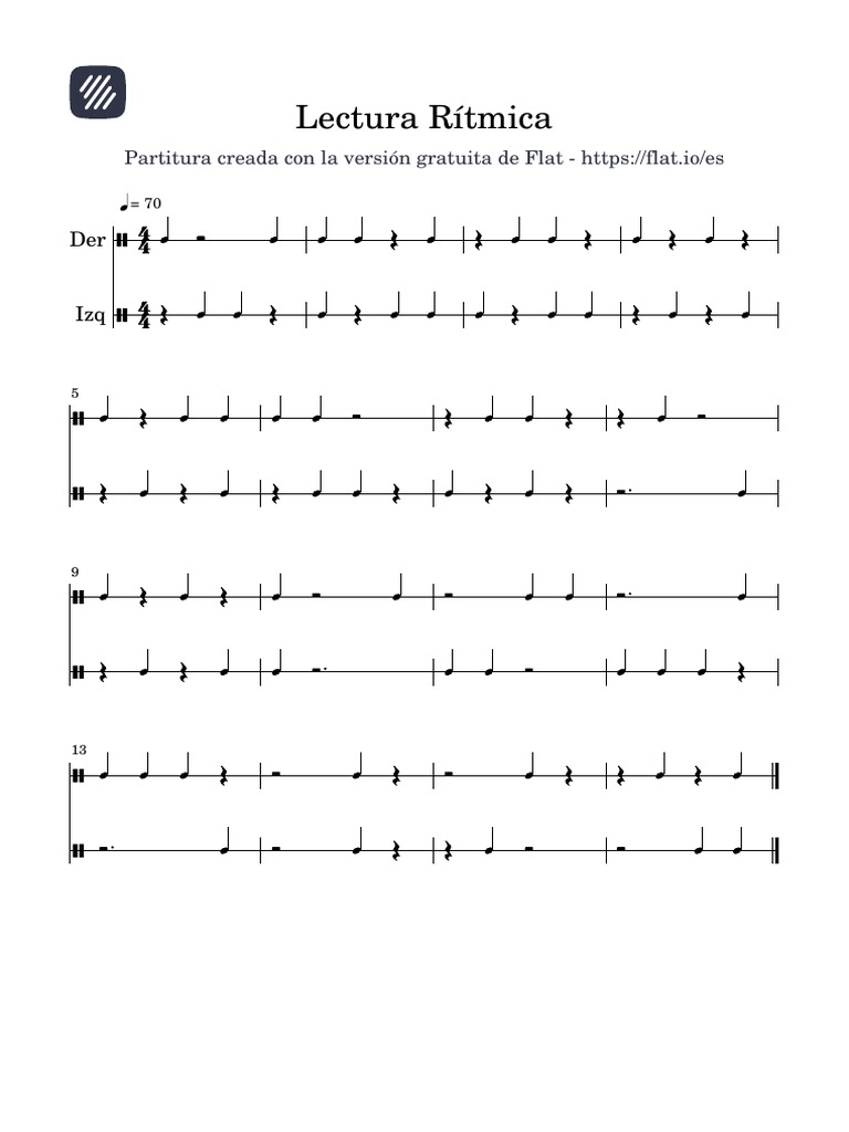 Lectura Rítmica: Partitura Creada Con La Versión Gratuita de Flat ...