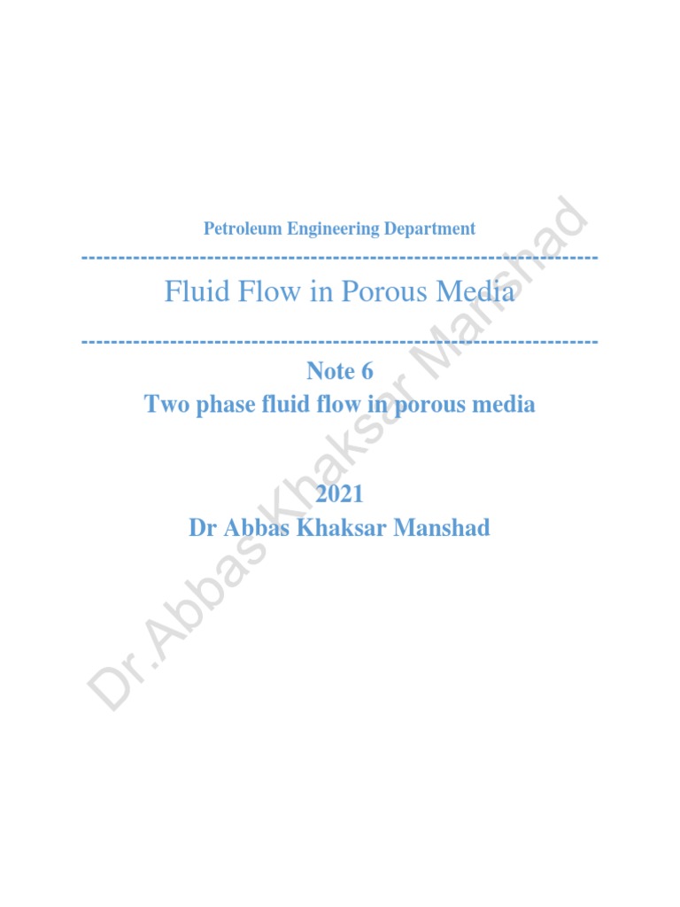 Fluid Flow in Porous Media-6 | PDF | Permeability (Earth Sciences ...