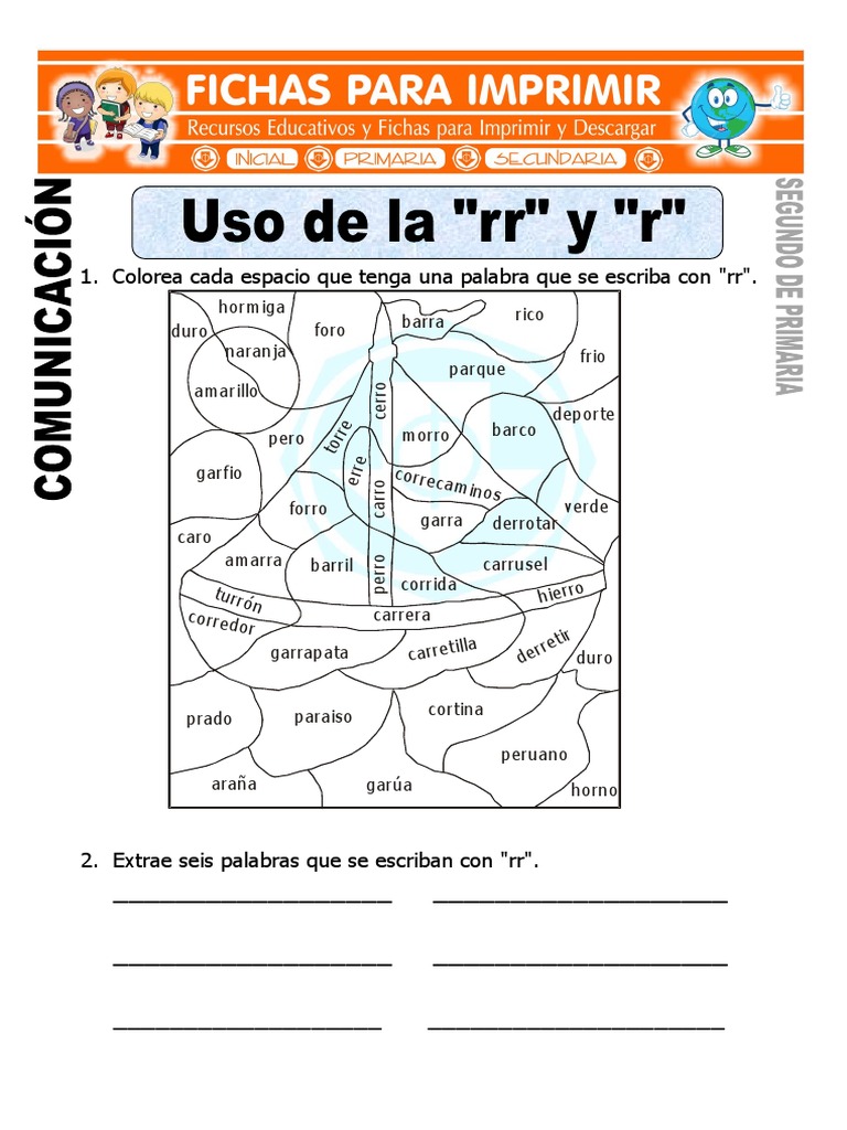 Ficha de Uso de RR y R para Segundo de Primaria | PDF