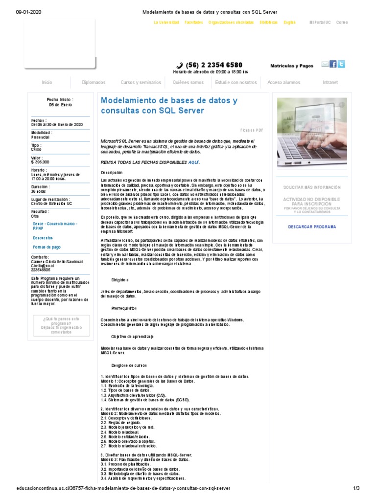 Modelamiento De Bases De Datos Y Consultas Con Sql Server Pdf Bases