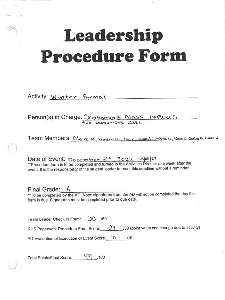 Winter Formal Procedure Form | PDF