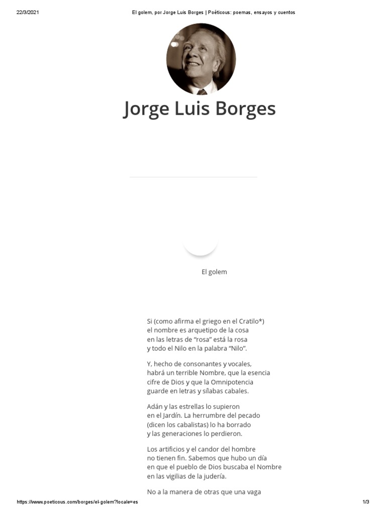 07 El Golem, Por Jorge Luis Borges | PDF | Creencia religiosa y doctrina