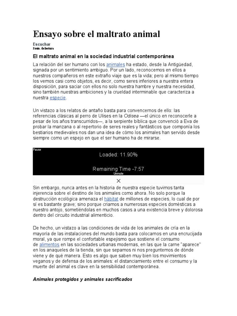 Ensayo Sobre El Maltrato Animal | PDF | Ensayos | Homo Sapiens Ensayo Sobre El Maltrato Animal | PDF | Ensayos | Homo Sapiens