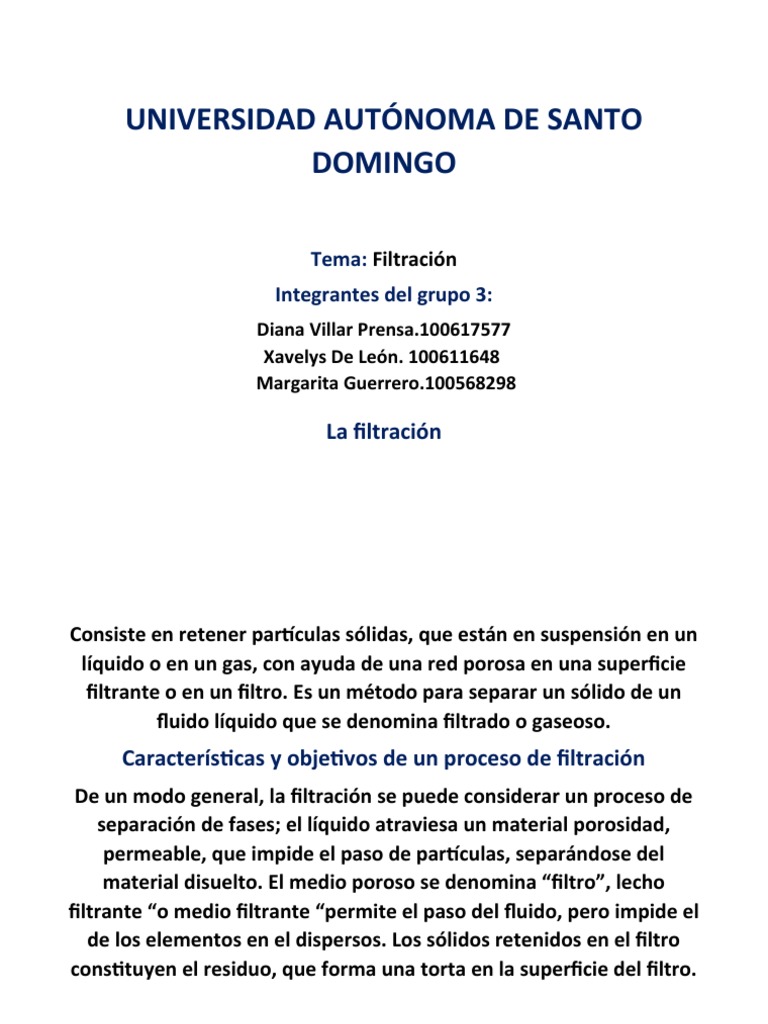 Mecanismos de La Filtracion y Clasificacion | PDF | Filtración | Química