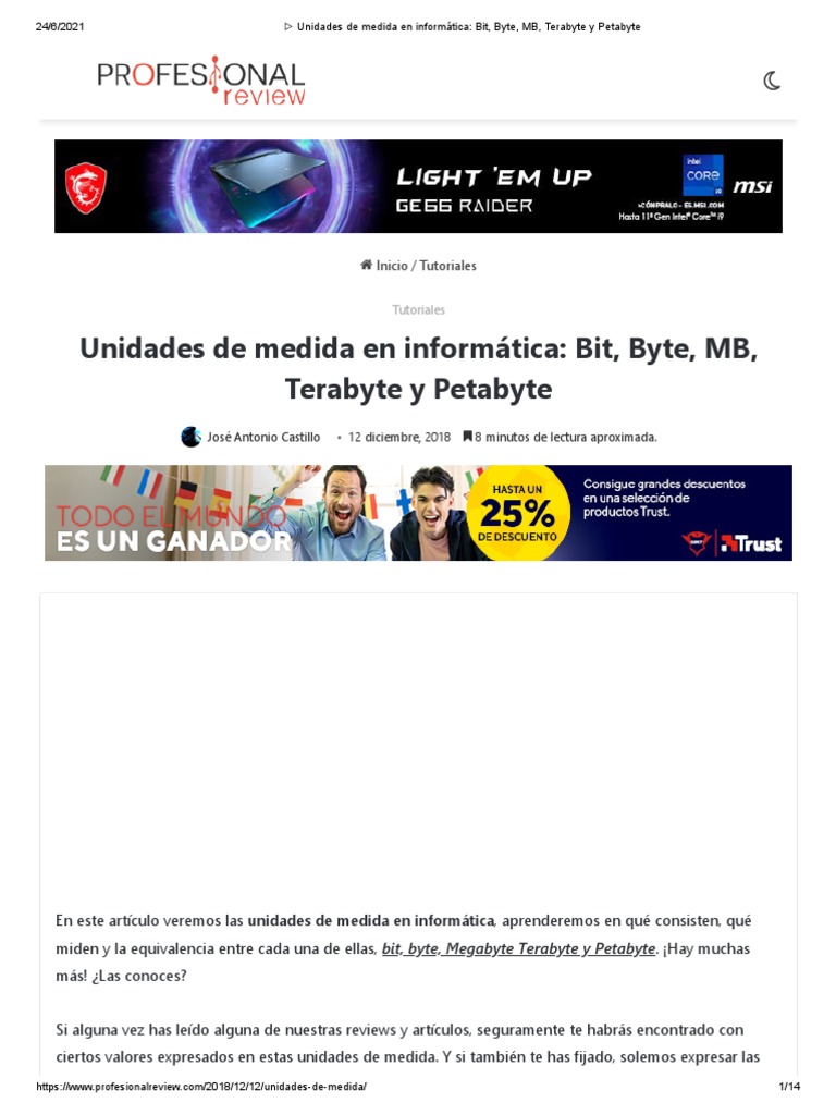 Unidades de Medida en Informática - Bit, Byte, MB, Terabyte y Petabyte ...