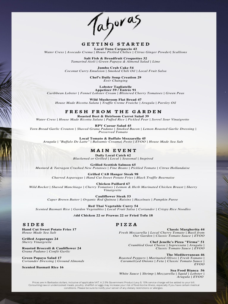 Taboras Dinner | PDF | Salad | Pickling