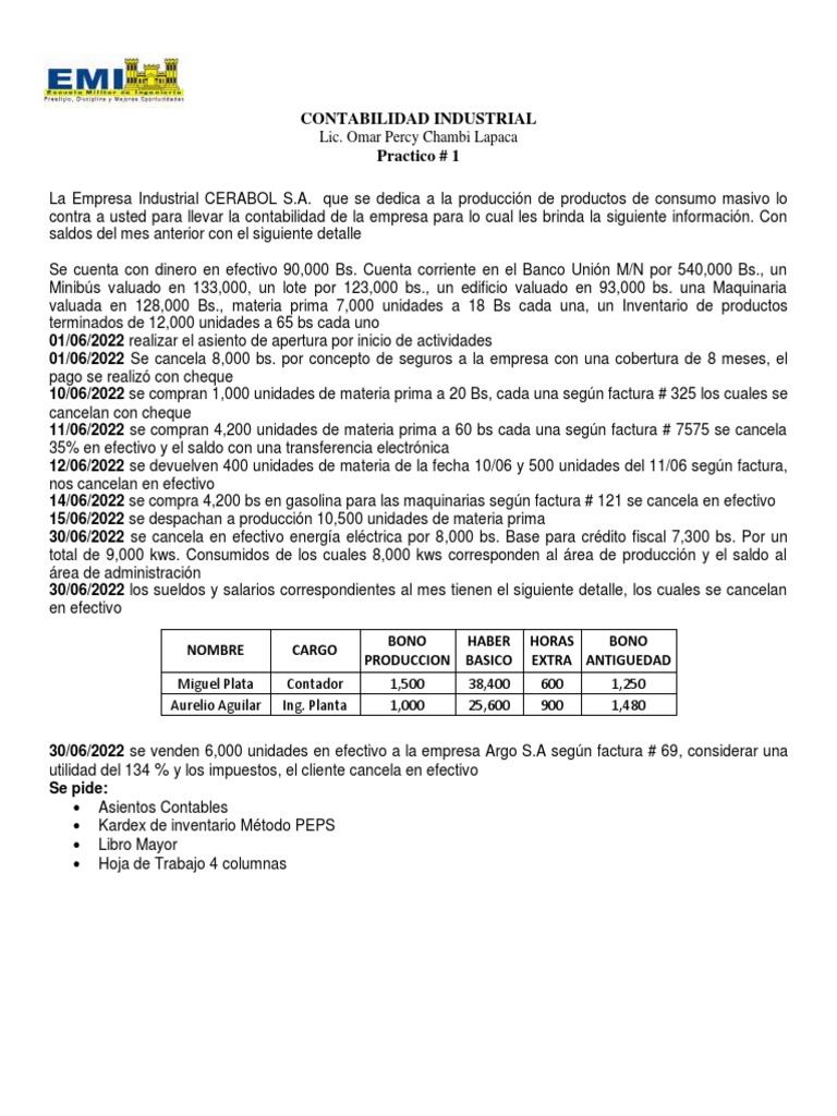 Contab Costos Prac-1 | PDF | Contabilidad | Servicios financieros