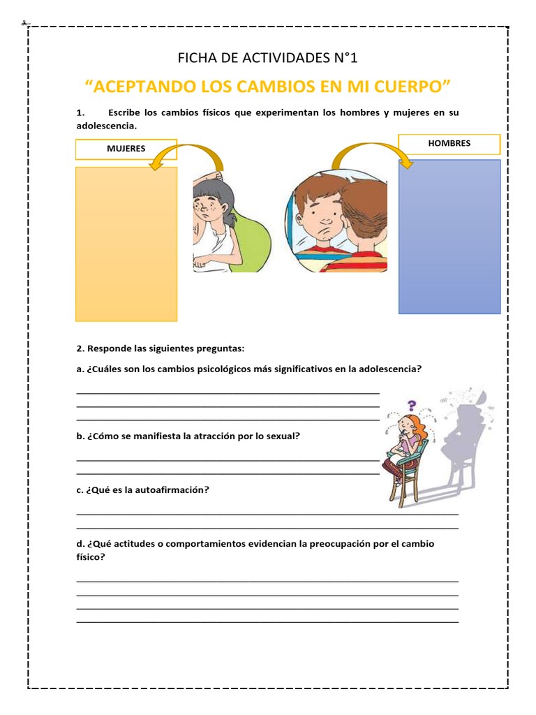 Actividades sobre cambios en el cuerpo | PDF