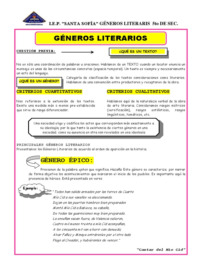 LITERATURA-GÉNEROS LITERARIOS 5to SEC. | PDF | Poesía