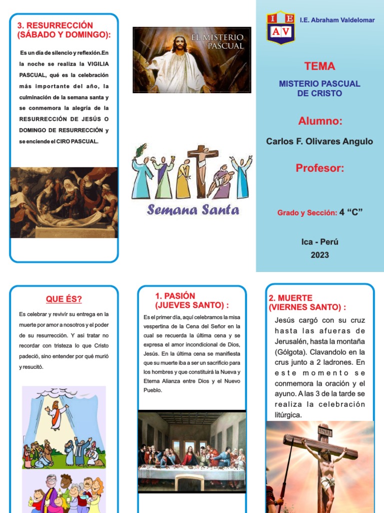 Triptico | PDF | Pascua de Resurrección | Liturgia Catolica