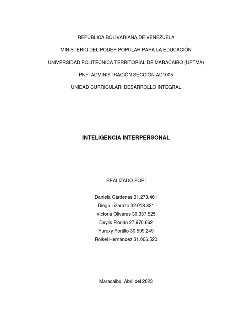 Inteligencia Interpersonal en el Trabajo | PDF | Sicología | Inteligencia