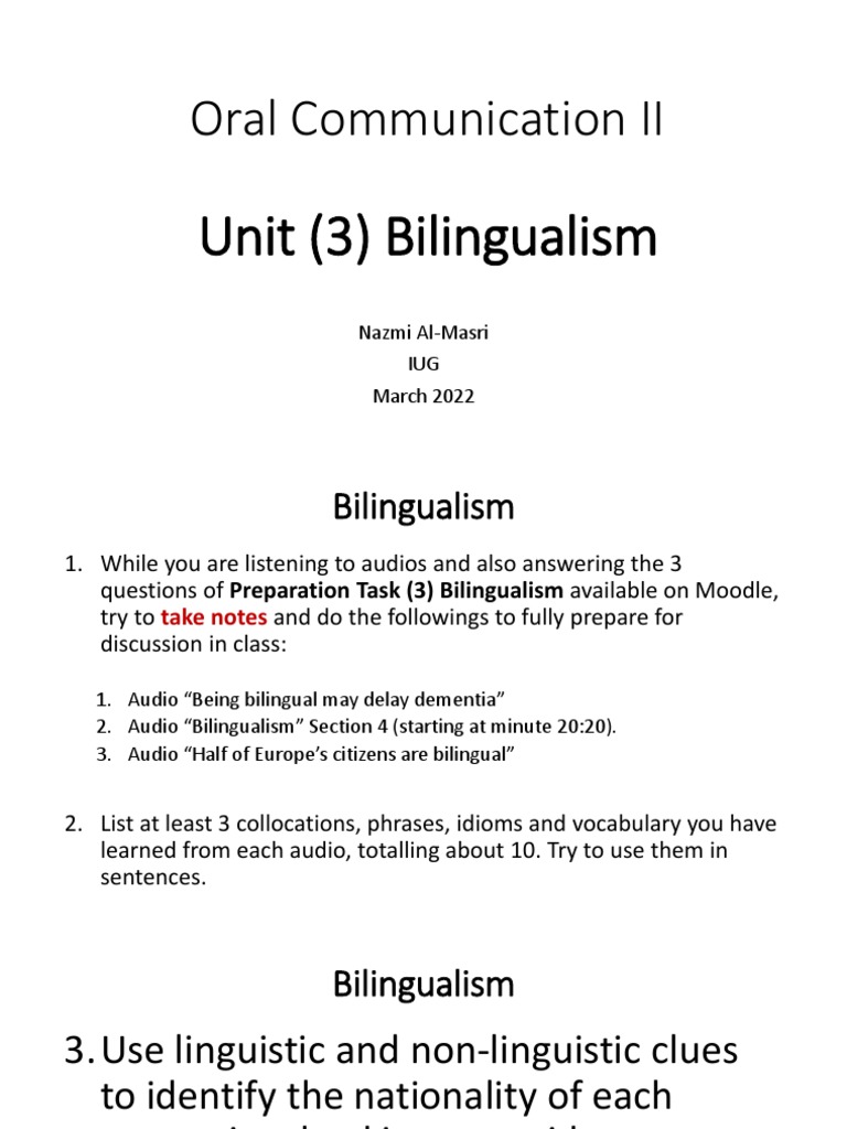 Unit (3) Bilingualism | PDF | Multilingualism | Palestinian Territories
