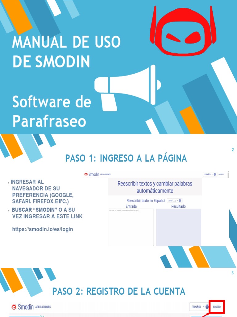 MANUAL DE USO SMODIN - Software de Parafraseo | PDF