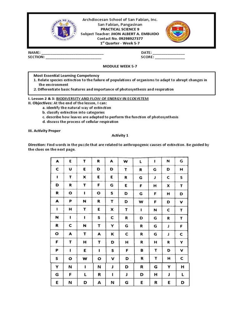 Archdiocesan School of San Fabian, Inc. San Fabian, Pangasinan | PDF ...