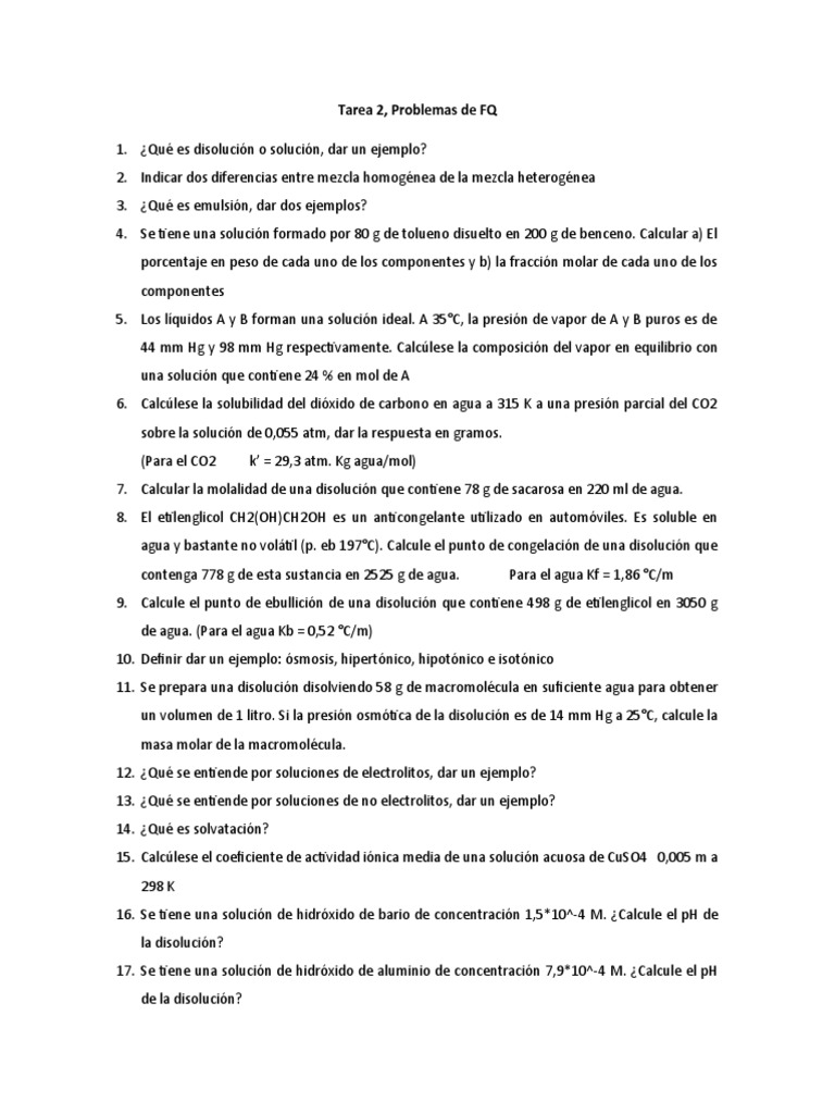 Tarea 2. FQ | PDF | Agua | Ph