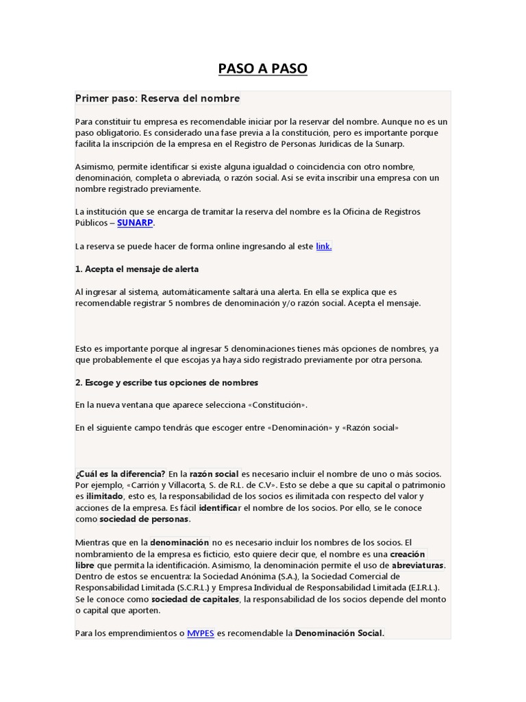 Creacion de Empresa Paso A Paso Info1 | PDF