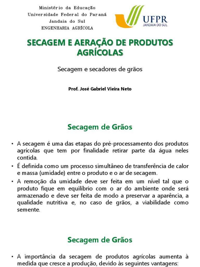 Aula 3 - Secagem e Secadores (12-04) | Download grátis PDF | Calor | Umidade