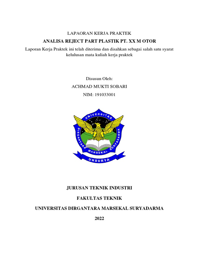 Analisa Reject Part Plastik PT. XX Motor | PDF