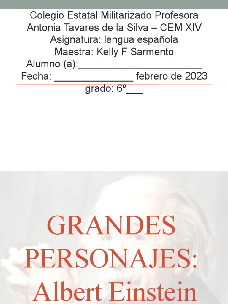 Comprensión Lectora GRANDES PERSONAJES Albert Einstein | PDF | Albert ...