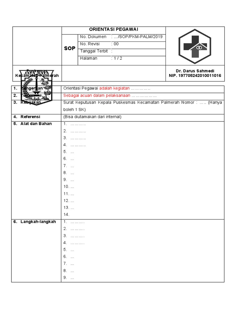 Contoh Format Sop | PDF