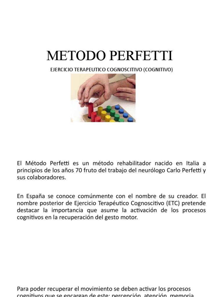 Metodo Perfetti: Ejercicio Terapeutico Cognoscitivo (Cognitivo) | PDF ...