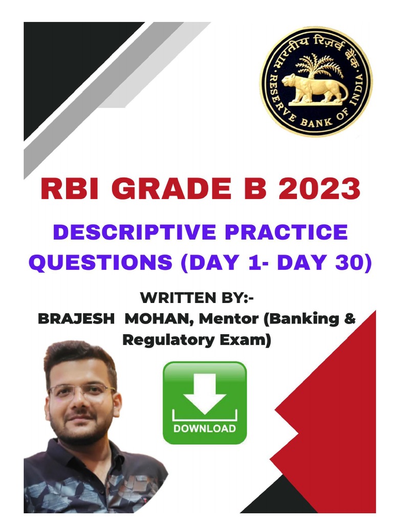 Descriptive Questions for RBI Grade B 2023 | PDF