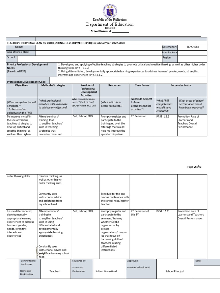 IPPD | PDF | Teachers | Learning