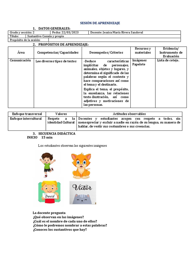 Sustantivos Comunes y Propios en 2° Grado | PDF | Sustantivo | Aprendizaje