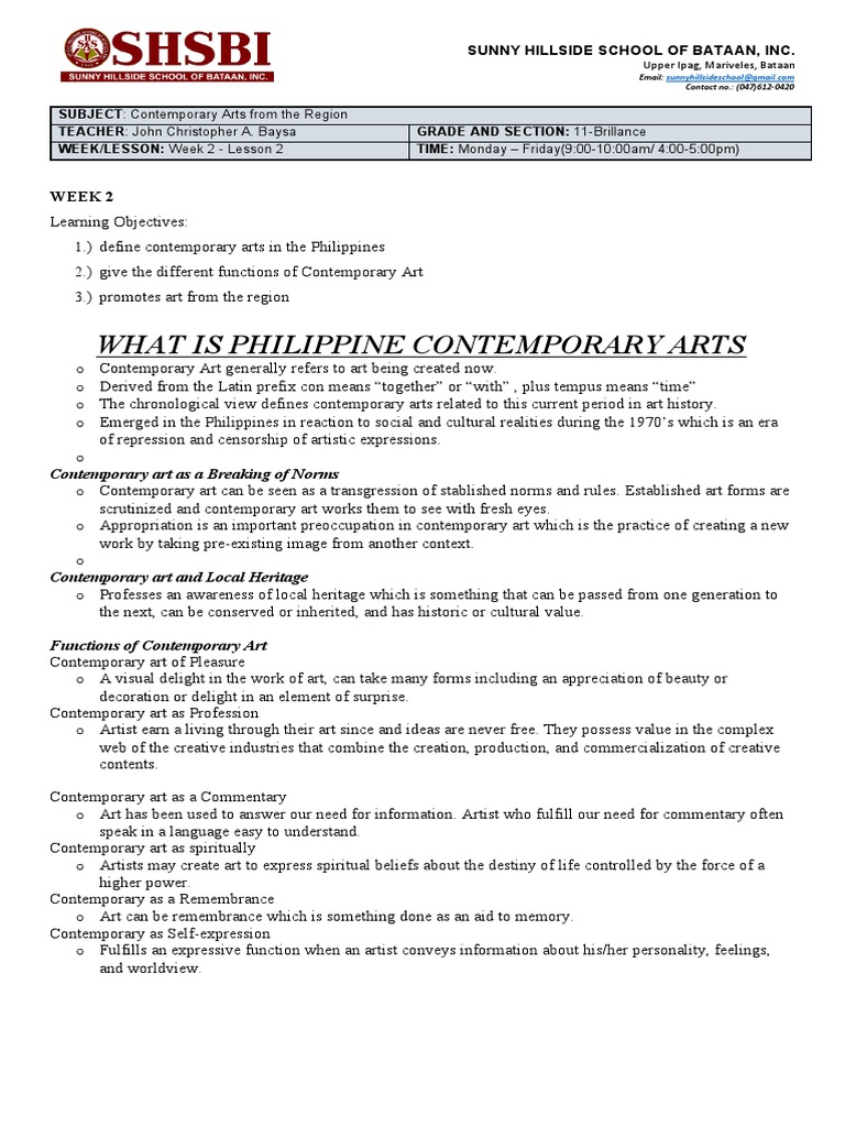 Cont Arts Module Q1 W2 1 Pdf