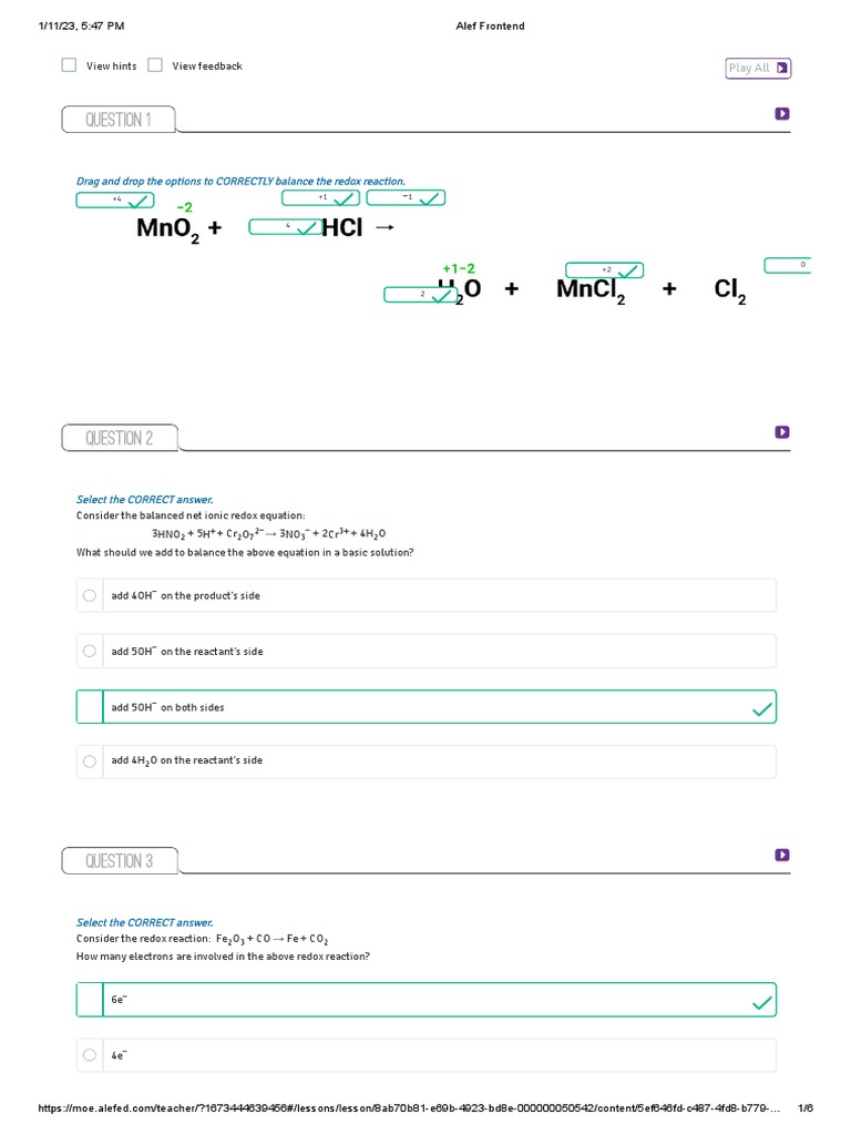 Balancing Redox Reactions Oxidation-Number Method | PDF | Redox | Chemical Reactions