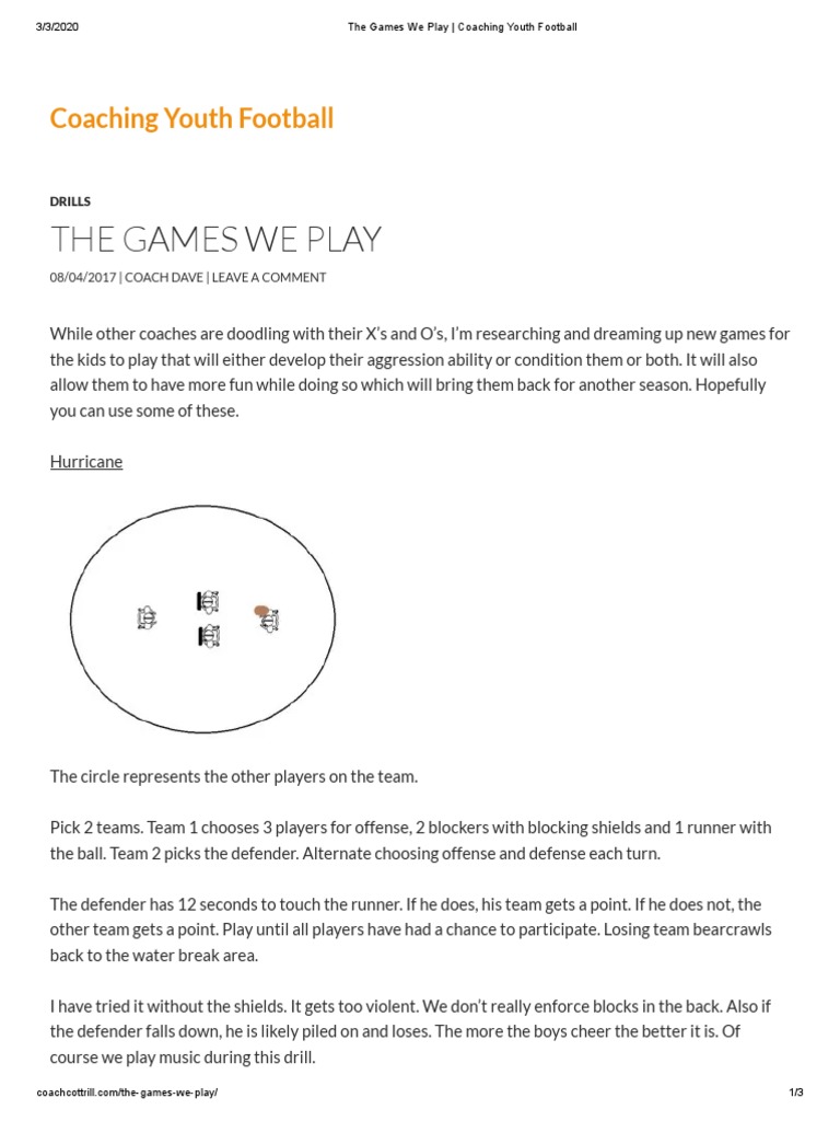 The Games We Play - Coaching Youth Football | PDF | Sports